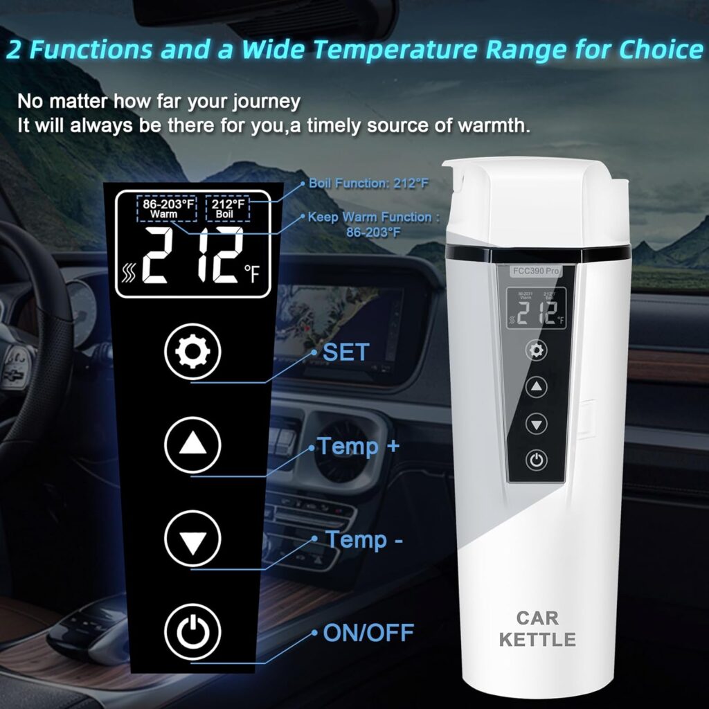Car Electric Kettle: Portable Travel Mug Warmth - Stainless Steel Tea ...